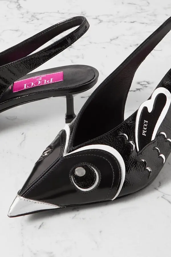 Emilio Pucci Studded Leather Slingback Pumps