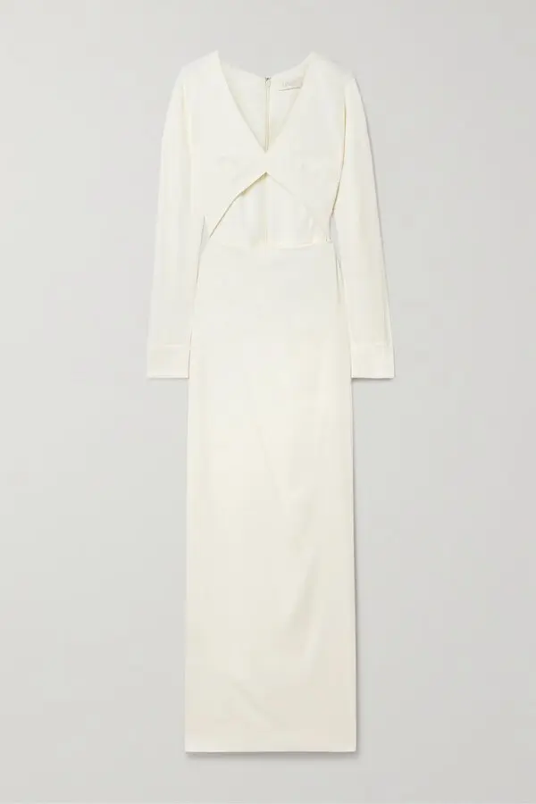 Lapointe Cutout Crepe Maxi Dress - Cream