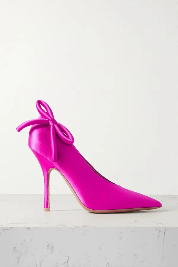 Valentino Garavani Nite-out 110 Bow-detailed Cutout Satin Pumps - Pink
