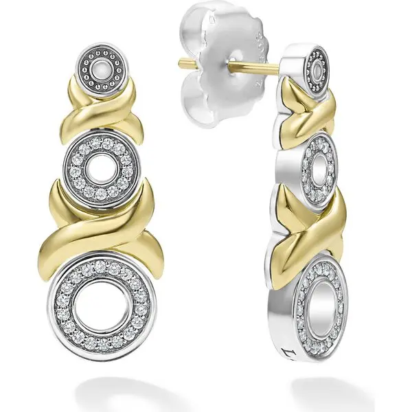 Lagos Embrace Pavé Diamond Xo Drop Earrings - Gold/silver