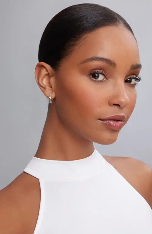 Lagos Embrace Diamond Huggie Hoop Earrings In Two-tone Gold And Sterling Silver - Metallic