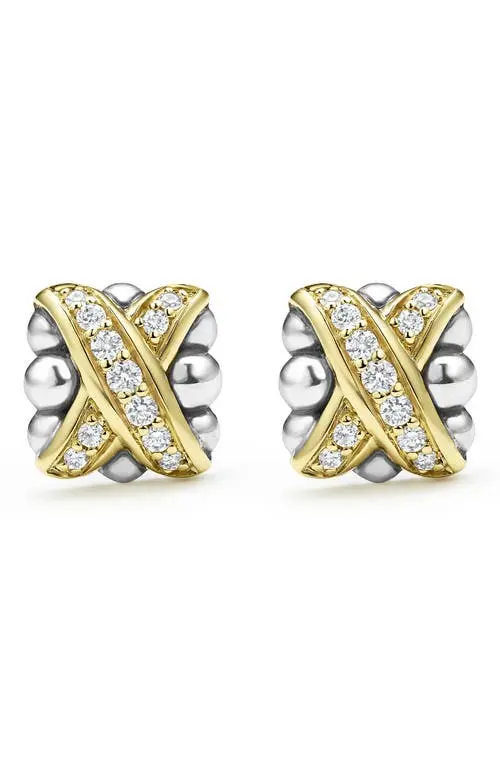 Lagos Embrace Pavé Diamond And Caviar Stud Earrings - Metallic