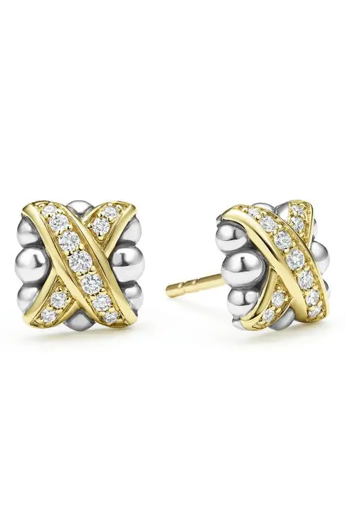 Lagos Embrace Pavé Diamond And Caviar Stud Earrings - Metallic