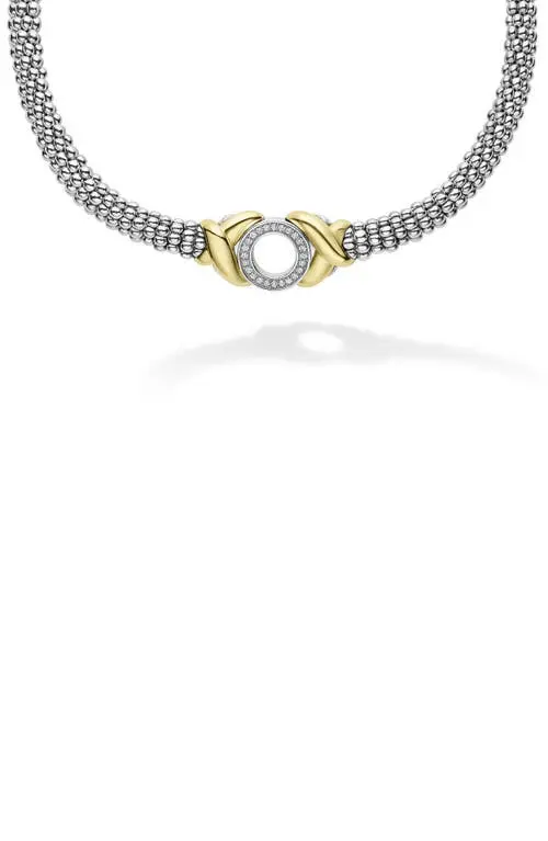 Lagos Embrace Pavé Diamond Caviar Necklace - Silver