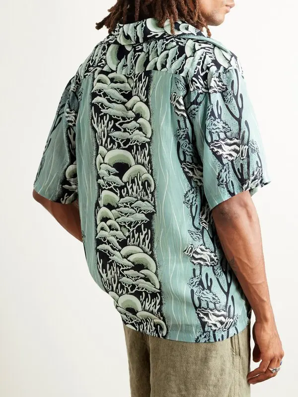 Kapital Camp-collar Printed Cupro And Silk-blend Shirt