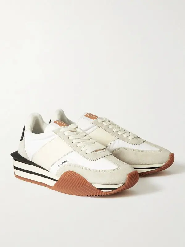 TOM FORD James Rubber-trimmed Sneakers - Neutrals
