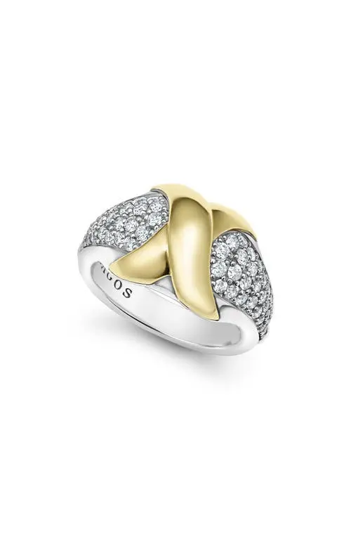 Lagos Embrace Pavé Diamond Ring - Metallic