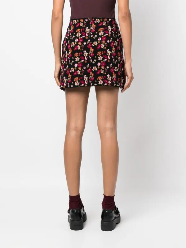 BARRIE Floral-print Cashmere Miniskirt