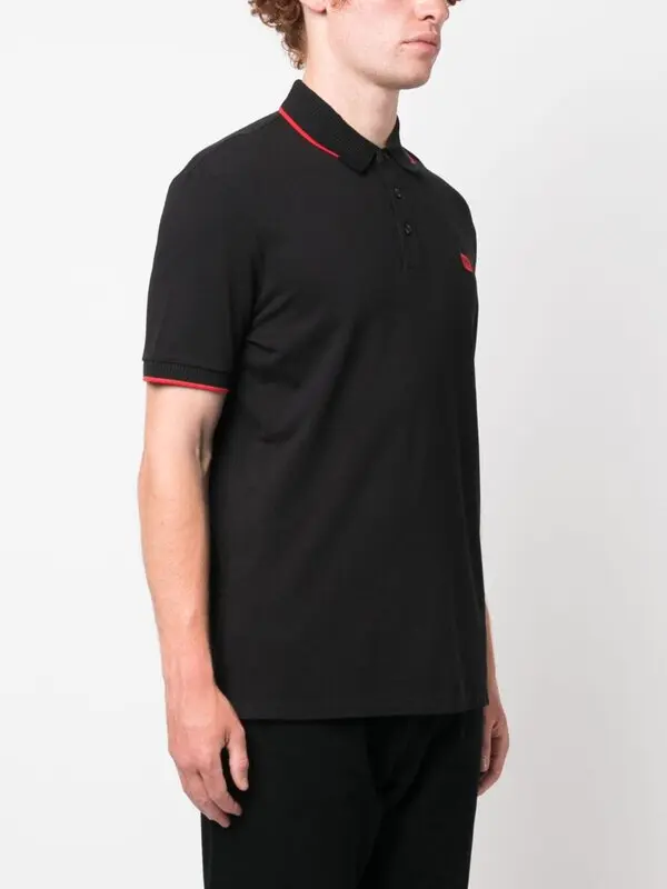 Hugo Logo-patch Cotton Polo Shirt - Black