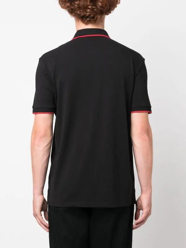 Hugo Logo-patch Cotton Polo Shirt - Black