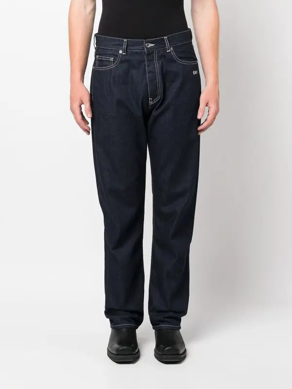 Off-White Logo-embroidered Skate Jeans - Blue