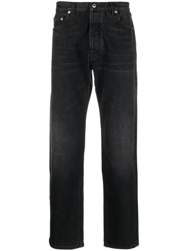 Off-White Logo-patch Tapered Jeans - Grey