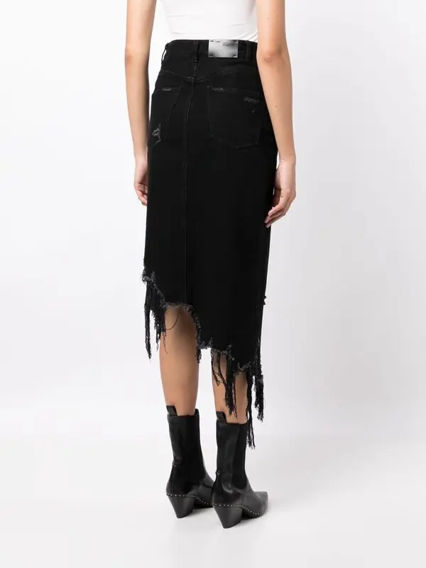 JNBY Asymmetric Ripped Denim Skirt