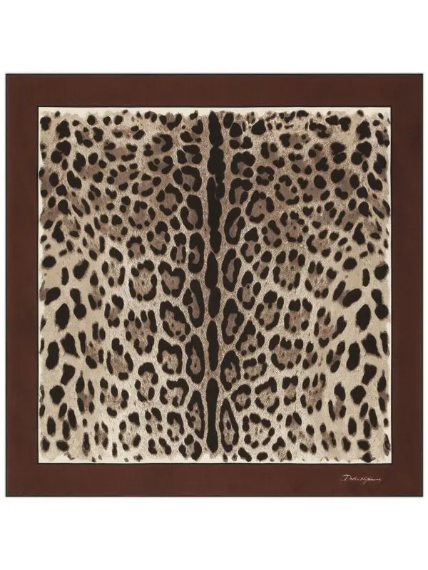 Dolce & Gabbana Leopard-print Silk Scarf - Brown