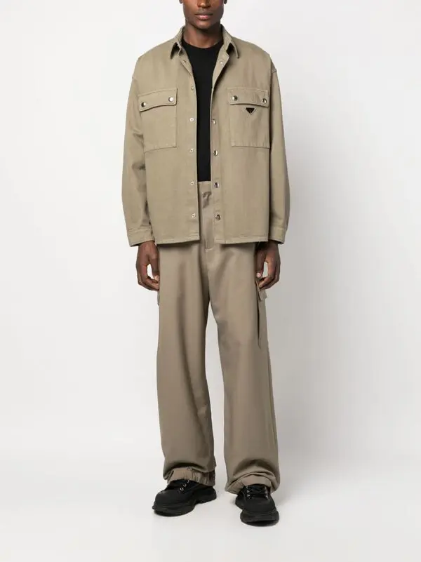 Off-White Emb Drill Wide-leg Cargo Trousers - Neutrals