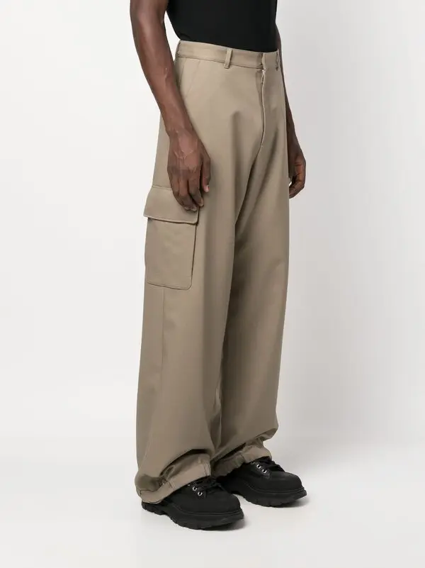 Off-White Emb Drill Wide-leg Cargo Trousers - Neutrals