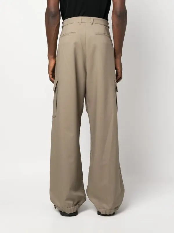 Off-White Emb Drill Wide-leg Cargo Trousers - Neutrals