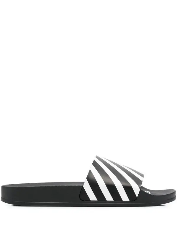 Off-White Diag-stripe Moulded Slides - Black