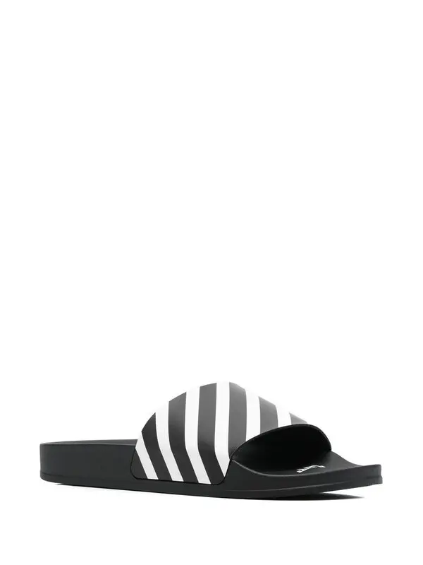 Off-White Diag-stripe Moulded Slides - Black