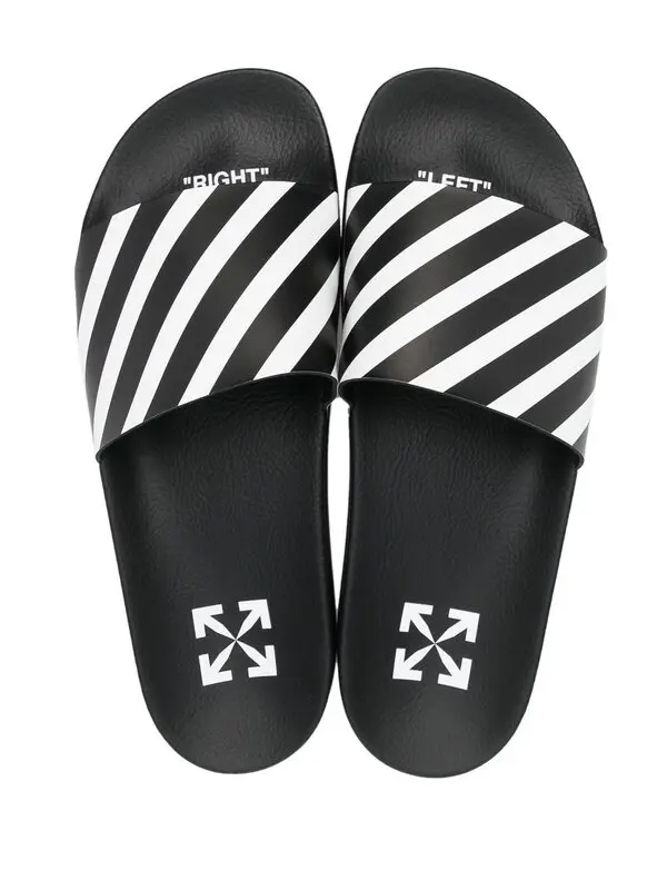 Off-White Diag-stripe Moulded Slides - Black