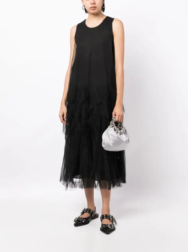 JNBY Tulle-overlay Midi Dress