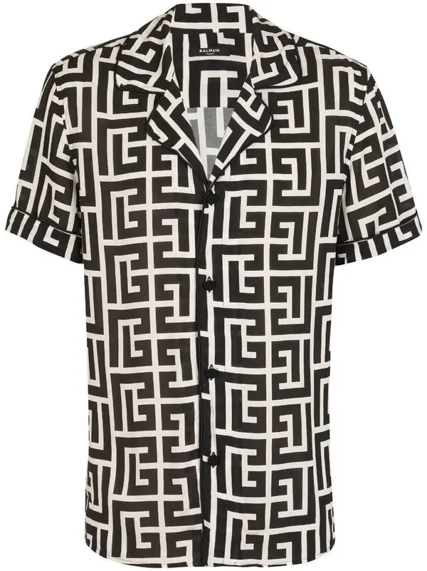 Balmain Monogram-print Pyjama Shirt - Black