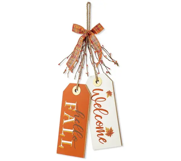 GLITZHOME 24'h Fall Wooden Door Hanger - One-color