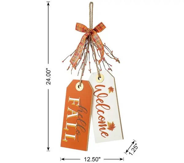 GLITZHOME 24'h Fall Wooden Door Hanger