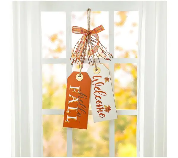 GLITZHOME 24'h Fall Wooden Door Hanger