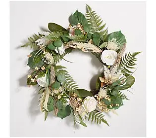SAFAVIEH Faux 28' Rose & Fern Wreath - One-color