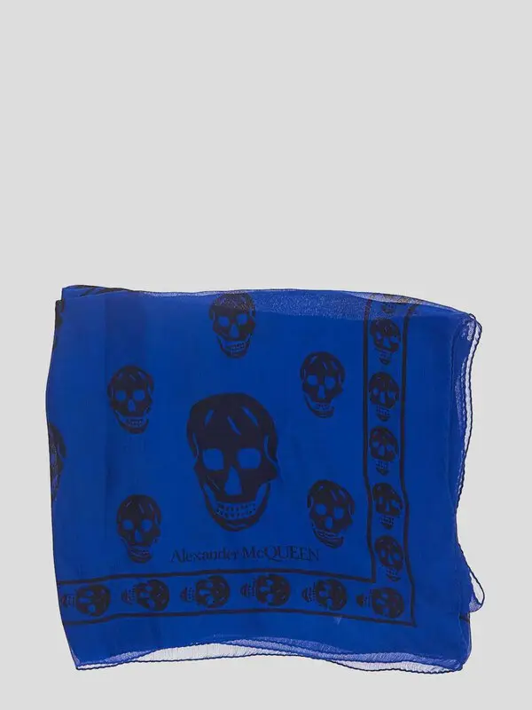 Alexander Mcqueen Skull Scarf In Royalblack 61% Off Editorialist