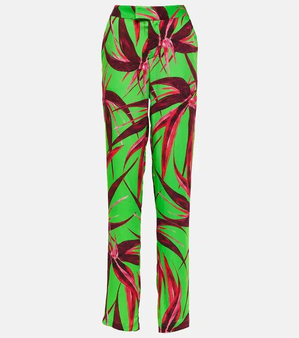 LOUISA BALLOU Floral Straight Leg Pants - Red