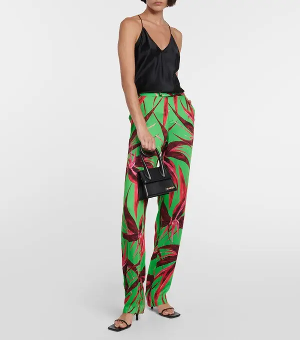 LOUISA BALLOU Floral Straight Leg Pants - Red