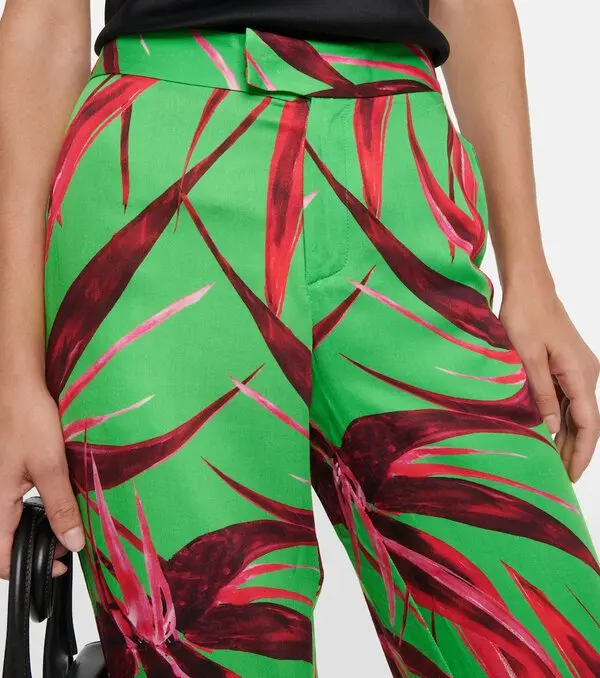LOUISA BALLOU Floral Straight Leg Pants - Red