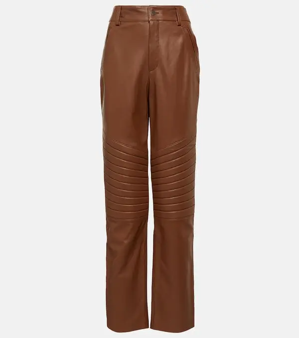 Giuseppe Di Morabito High-rise Straight Leather Pants - Brown