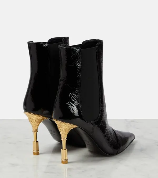 Balmain Patent Leather Ankle Boots