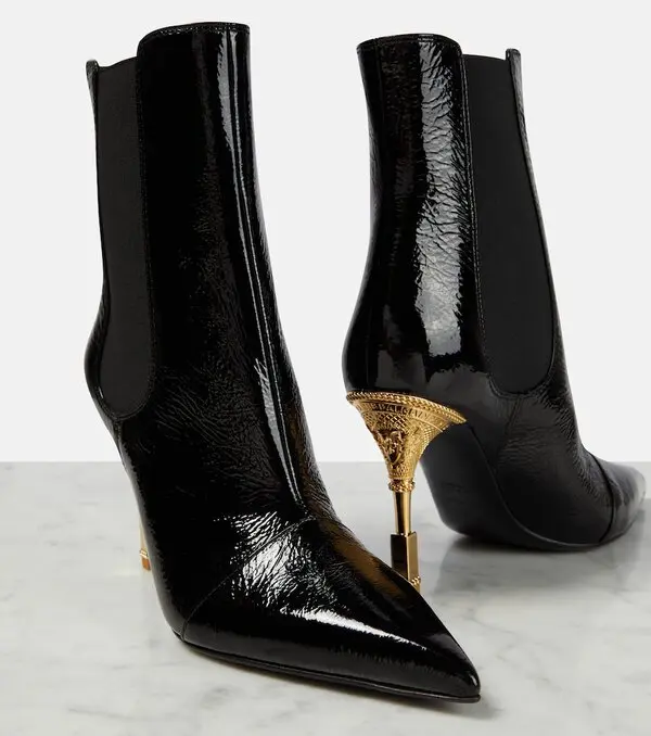Balmain Patent Leather Ankle Boots