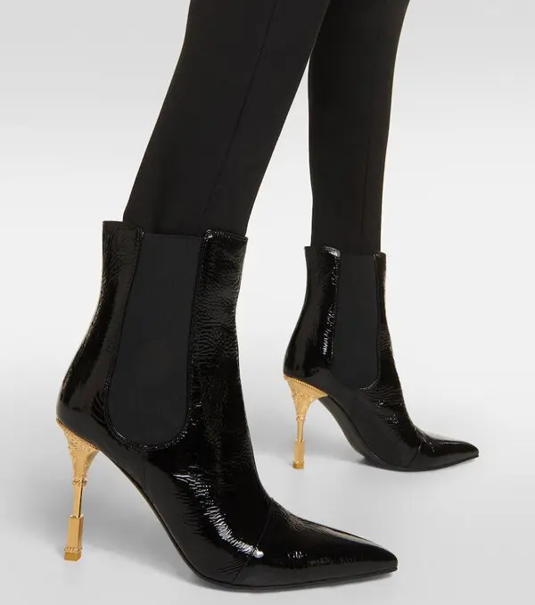 Balmain Patent Leather Ankle Boots