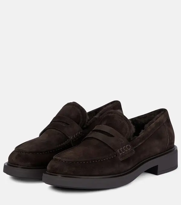 GIANVITO ROSSI Harris Shearling-lined Loafers - Beige