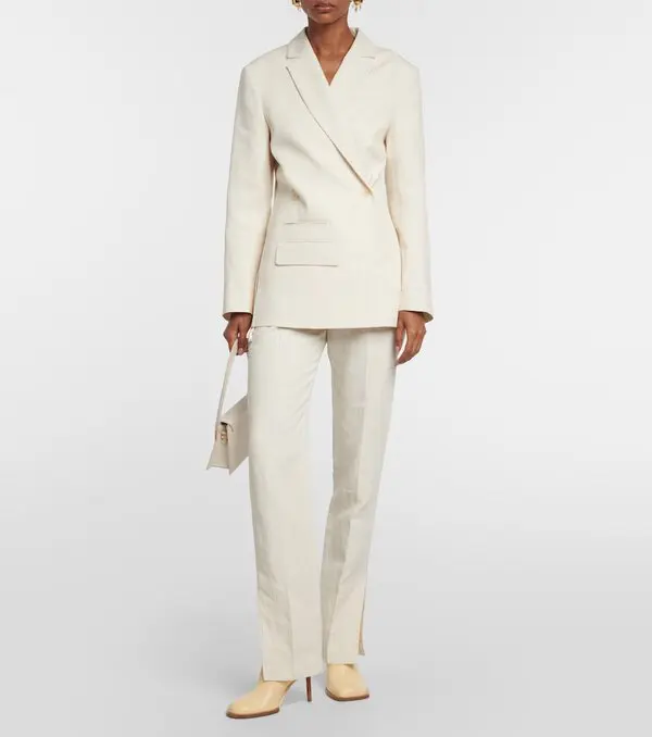 Jacquemus Les Bottines Rond Carré Leather Ankle Boots - White