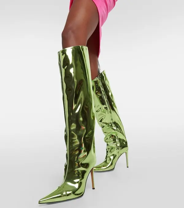 Alexandre Vauthier Mirrored Leather Knee-high Boots - Green