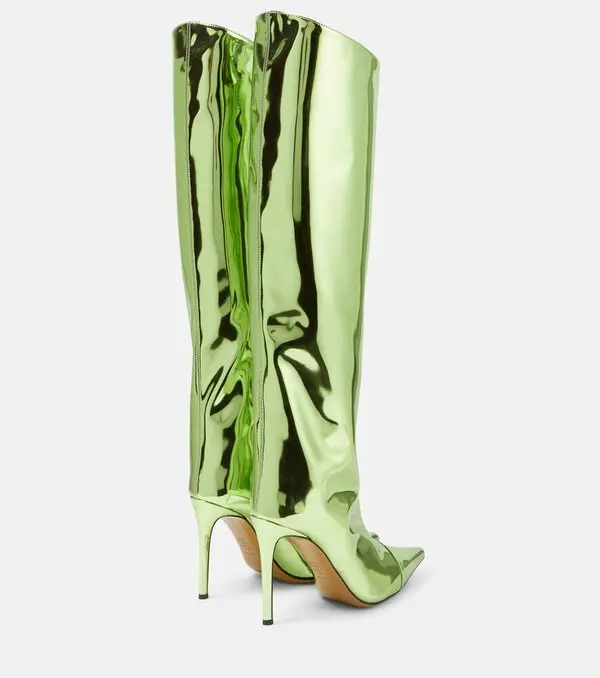 Alexandre Vauthier Mirrored Leather Knee-high Boots - Green