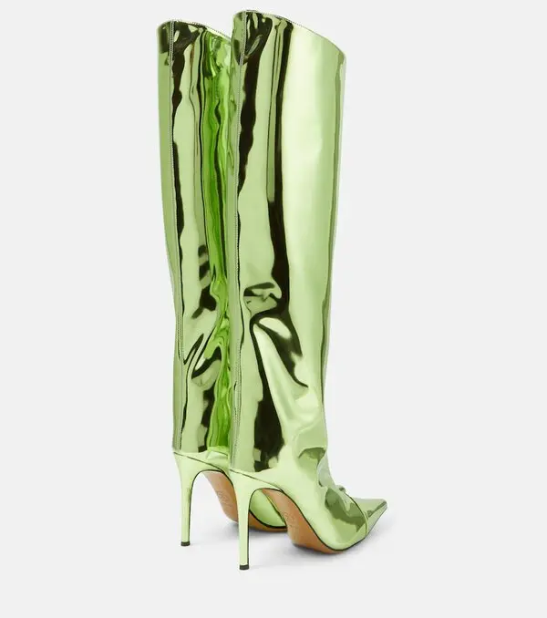 Alexandre Vauthier Mirrored Leather Knee-high Boots - Green