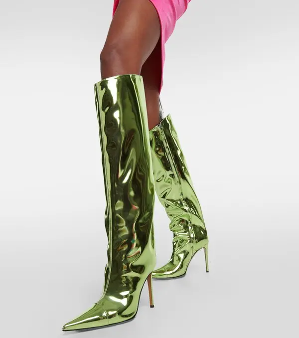 Alexandre Vauthier Mirrored Leather Knee-high Boots - Green