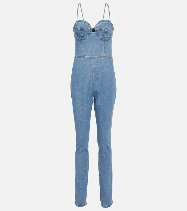 Magda Butrym Bustier Denim Jumpsuit - Blue