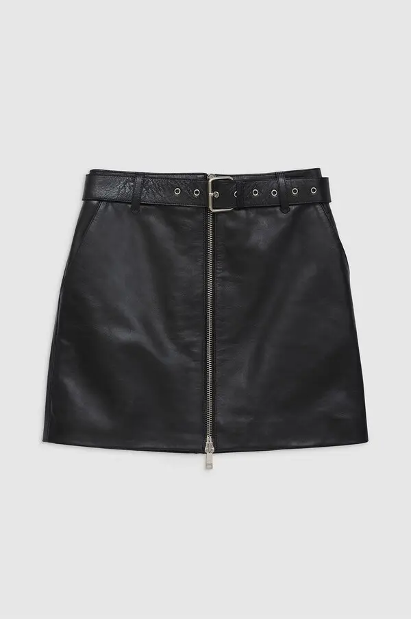 ANINE BING Leather Moto Miniskirt With Belt