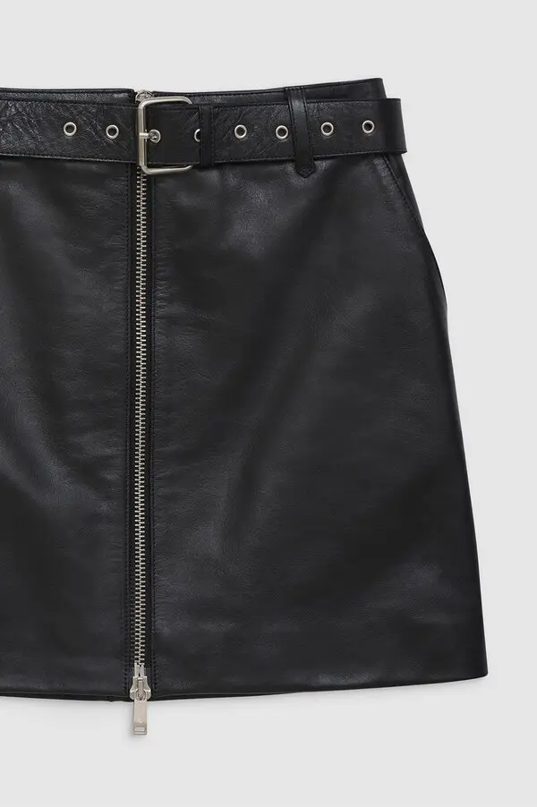 ANINE BING Leather Moto Miniskirt With Belt