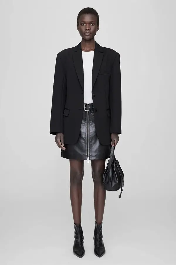 ANINE BING Leather Moto Miniskirt With Belt
