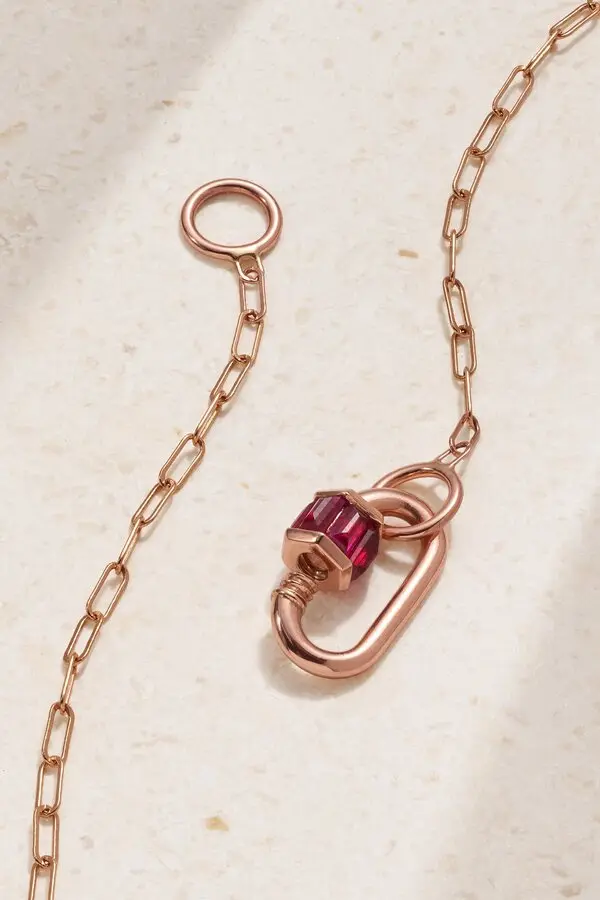 MARLA AARON Square Link 14-karat Ruby Necklace