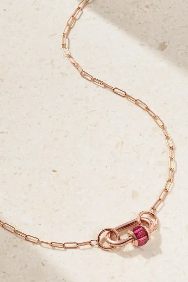MARLA AARON Square Link 14-karat Ruby Necklace